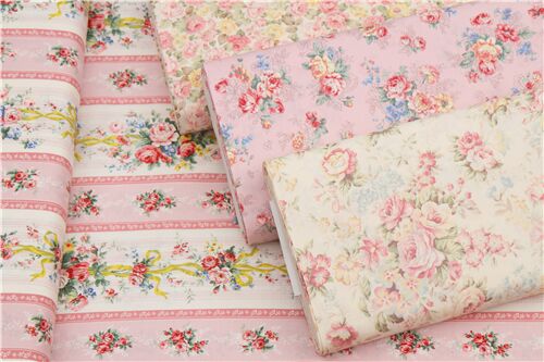Quilt Gate pink fabric with retro rose pattern - modeS4u