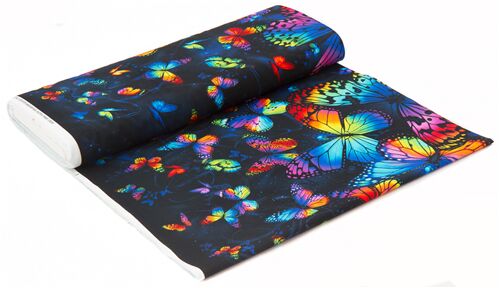 Rainbow large small butterfly Timeless Treasures panel fabric - modeS4u