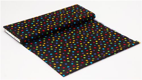 Robert Kaufman black fabric with rainbow polka dots - modeS4u