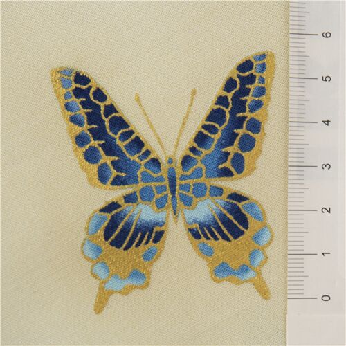 Robert Kaufman gold butterflies metallic cream cotton fabri - modeS4u