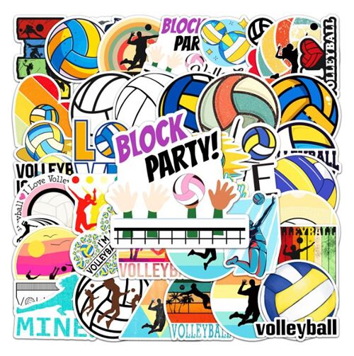 Sports 50 diecut sticker pack unique Volleyball designs - modes4u