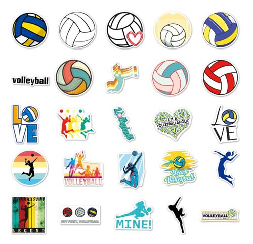 Sports 50 diecut sticker pack unique Volleyball designs - modes4u