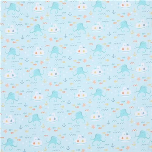 Stof Fabrics light blue ocean jersey knit fabric - modeS4u