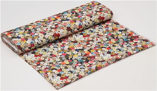 Gewebter Stoff mit bunten Knöpfen von Kawaii Fabric - modeS4u