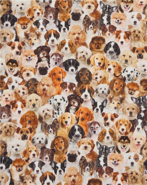 Tissu aspect lin avec des chiens entassés - modeS4u