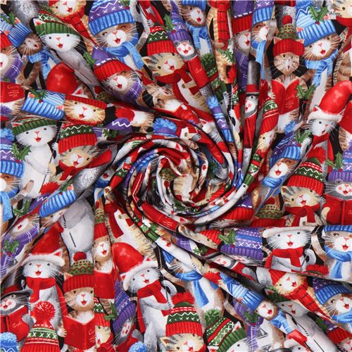 Timeless Treasures Christmas fabric with winter cats - modeS4u