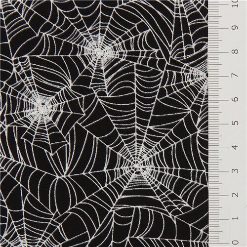 Timeless Treasures black glow in the dark spider web fabric - modeS4u
