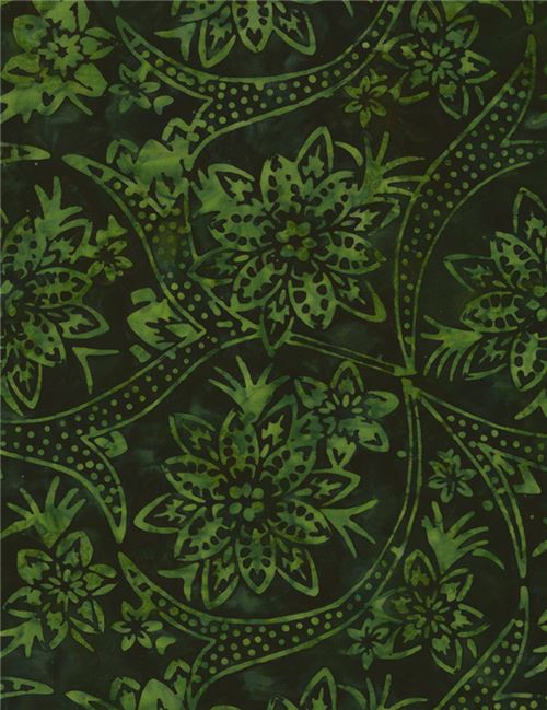 Timeless Treasures dark green flower batik fabric - modeS4u