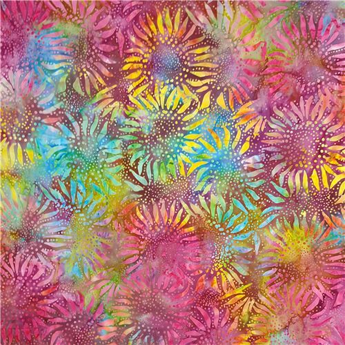 Timeless Treasures rainbow color sunflower batik fabric - modeS4u