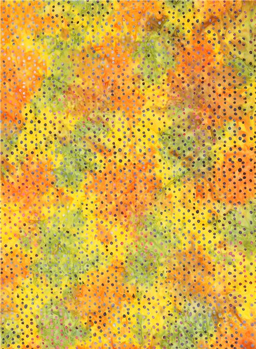 Timeless Treasures yellow orange batik fabric with polka dots - modeS4u