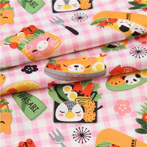 Trans-Pacific Textiles pink checkered food art fabric - modeS4u