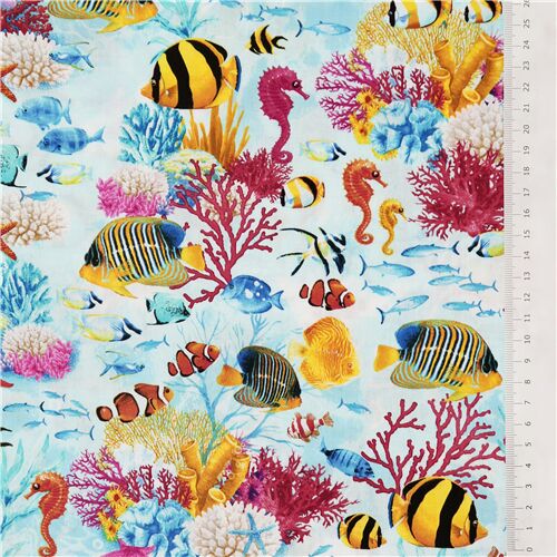 Tropical fish multi color sea life fabric Timeless Treasures - modeS4u