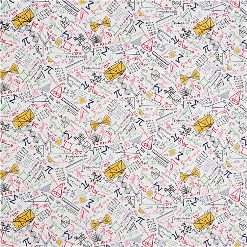 White maths symbol number science fabric Timeless Treasures - modeS4u