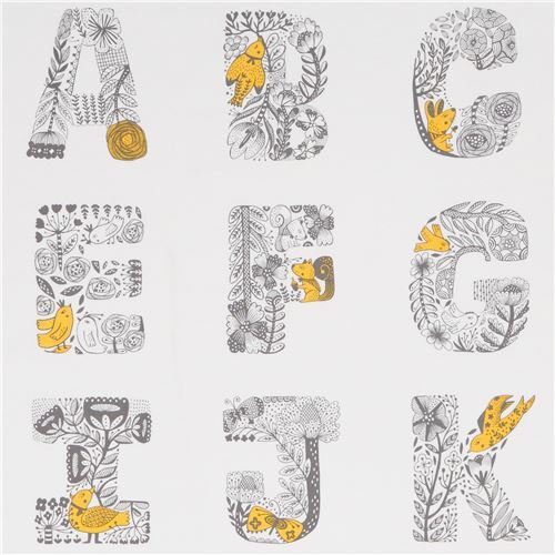 alphabet letter Robert Kaufman off-white fabric Lettered - modeS4u