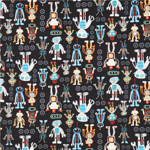 anthracite robot fabric Mr. Roboto cog wheel from the USA Fabric by ...