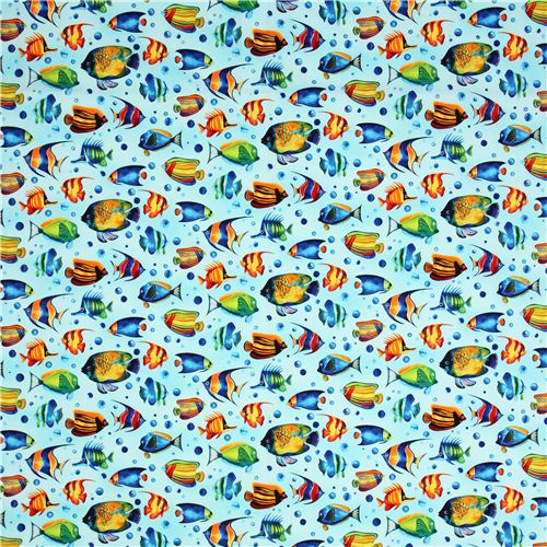 aqua tropical fish fabric Robert Kaufman Tropical Reef Fabric by Robert ...