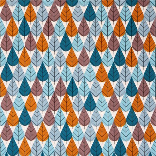 autumn foliage organic Canvas fabric birch Octoberama Blue Fabric by ...