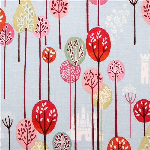 baby blue Alexander Henry fairy tale fabric Enchanted Forest Fabric by ...