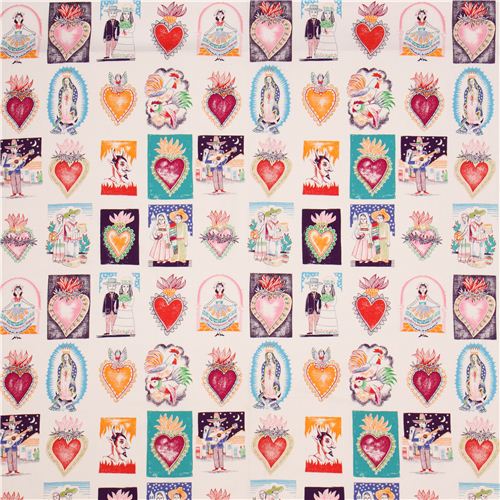 beige Mexico wedding heart panel fabric by Alexander Henry Fabric by ...