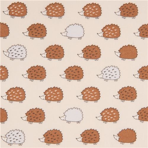 beige cute small brown grey hedgehog animal laminate fabric from Japan ...