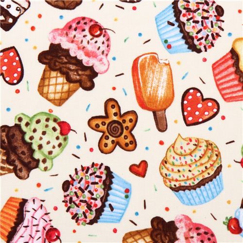 beige sweets fabric Sweet Treats Quilting Treasures Fabric by Japanese ...