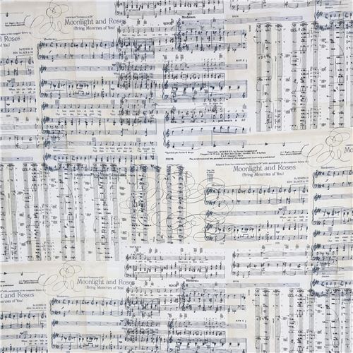 beige vintage music note fabric by Timeless Treasures - modeS4u