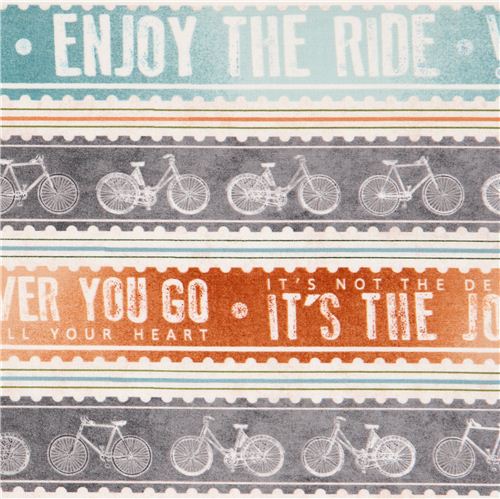 bike retro stripe fabric Life ... Enjoy the Ride Quilting Treasu Fabric ...