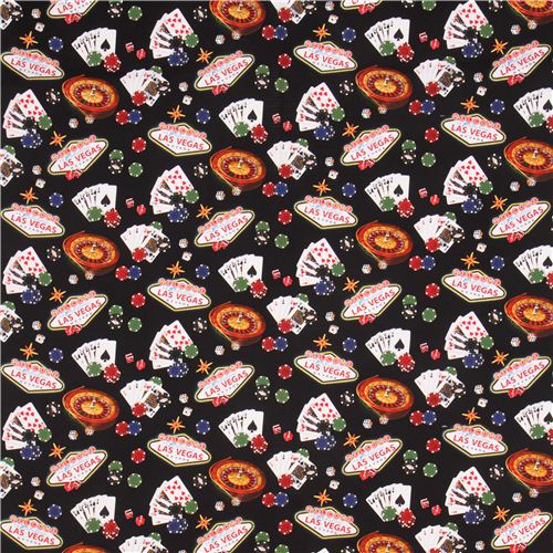 Tissu noir motif de poker, de casino de Las Vegas par Elizabeth's ...