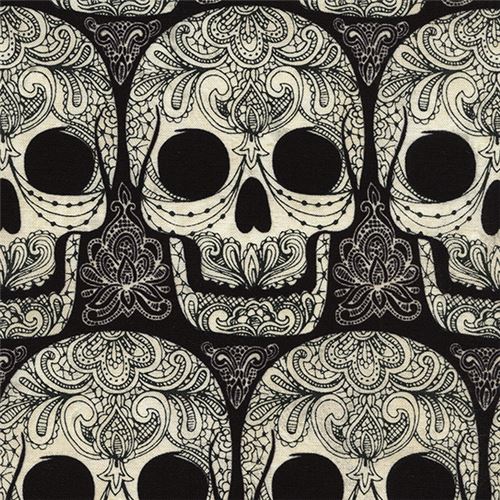 black fabric with beige skull by Timeless Treasures Fabric by Timeless ...