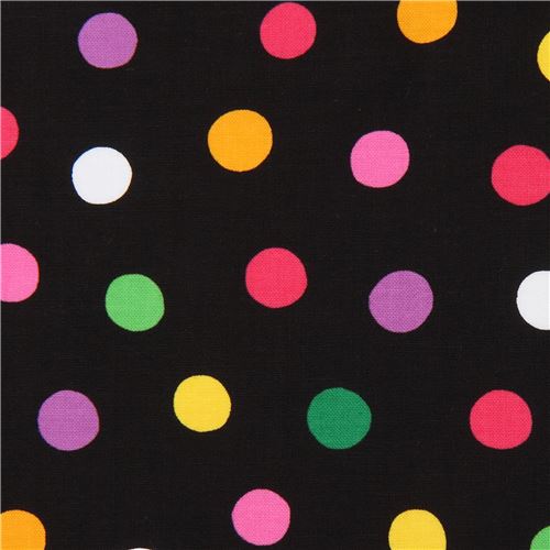 black fabric with colorful dot Quilting Treasures Fabric by Japanese ...