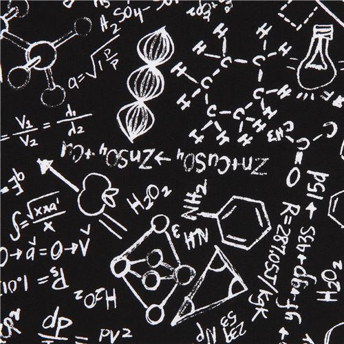 black fabric with science equation drawing by Timeless Treasures Fabric ...