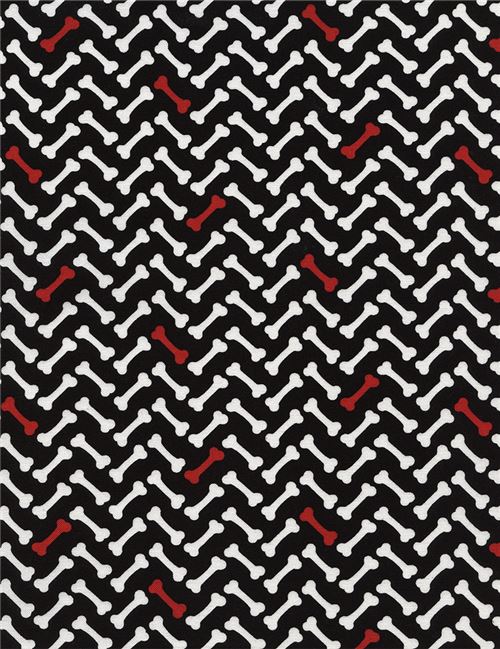 black fabric with white red bone by Timeless Treasures Fabric by ...