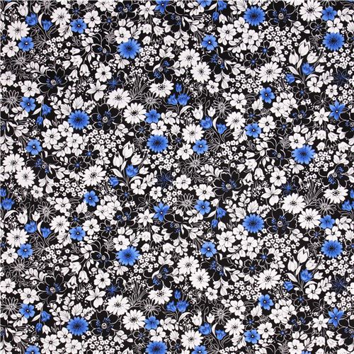 black floral pattern flower fabric Midnight Quilting Treasures Fabric ...
