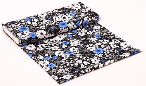black floral pattern flower fabric Midnight Quilting Treasures Fabric ...