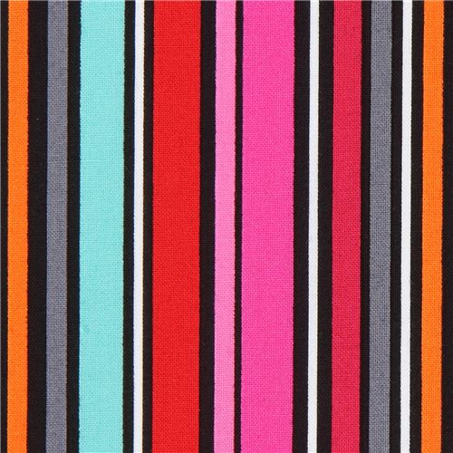 Schwarz grau rot gestreifter Stoff von Michael Miller Fabric by Michael ...