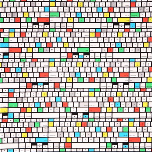 black keyboard key retro fabric Robert Kaufman USA Fabric by Robert ...