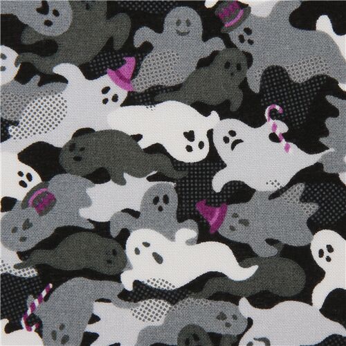 black packed Halloween ghost fabric by Cosmo by Cosmo - modeS4u