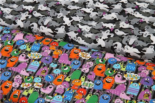 black packed Halloween ghost fabric by Cosmo - modeS4u