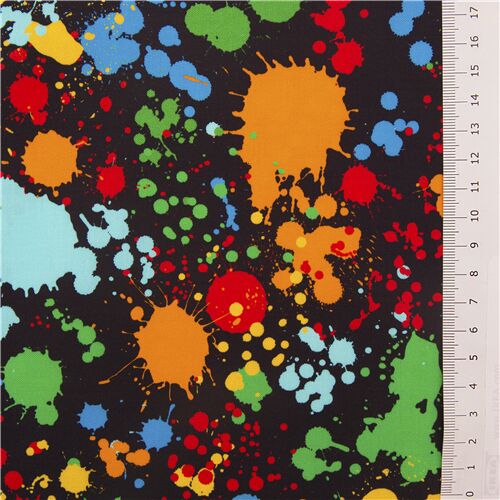 black paint splatter fabric by Robert Kaufman - modeS4u