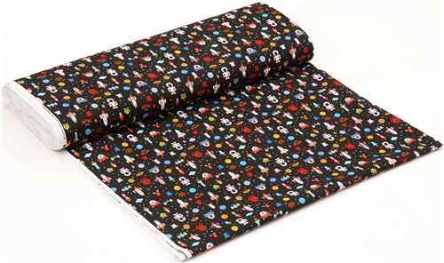 Remnant 38 cm - black pixel space themed Cosmo fabric - modes4u