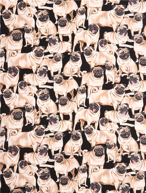 Pug Dog Pet Expressions Poses Fabric by Timeless Treasures modes4u