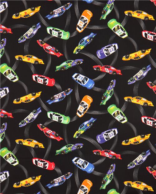black racing cars fabric by Timeless Treasures USA Fabric by Timeless ...