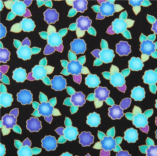 black small flower fabric Bijoux Timeless Treasures gold metallic ...