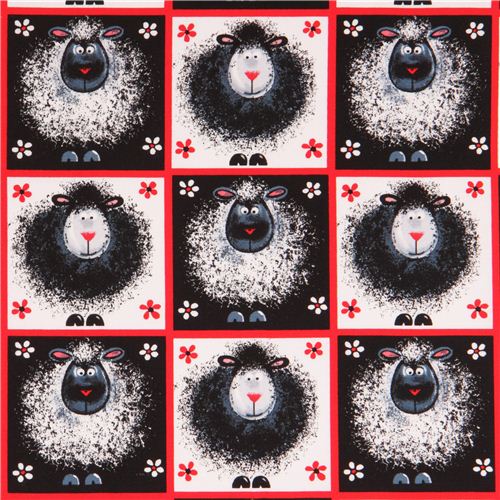 black-white sheep square Timeless Treasures fabric USA Fabric by ...