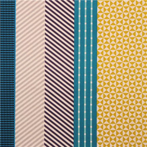 block yellow-blue ni-co geometric laminate echino fabric Fabric by ...