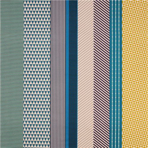 block yellow-blue ni-co geometric laminate echino fabric Fabric by ...
