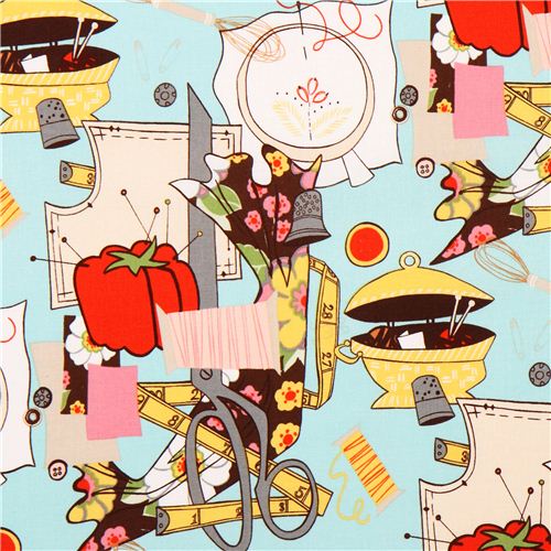 blue Alexander Henry Sew Retro sewing fabric USA Fabric by Alexander ...