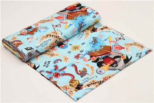 blue Alexander Henry pirate fabric Pirate Island Fabric by Alexander ...