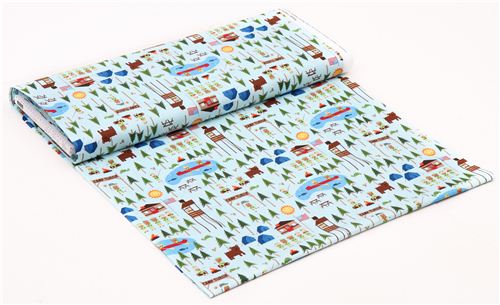 blue Camp Turtle boys camping fabric Timeless Treasures Fabric by ...
