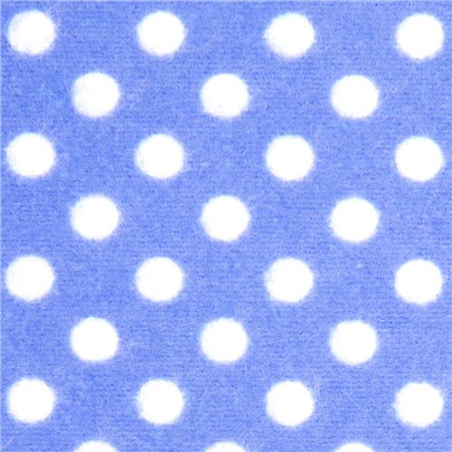 Blue Michael Miller Flannel Fabric White Polka Dots Fabric By Michael